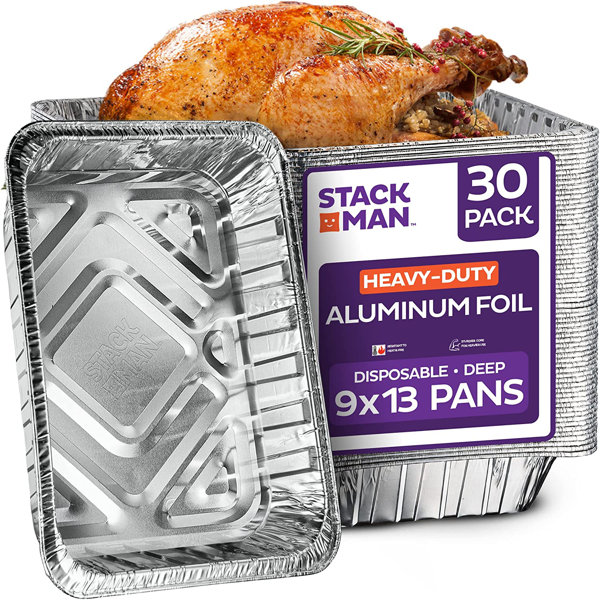 Stack man 9X13 Disposable Aluminum Foil Pans [30 Pack] Large Baking Pan ...
